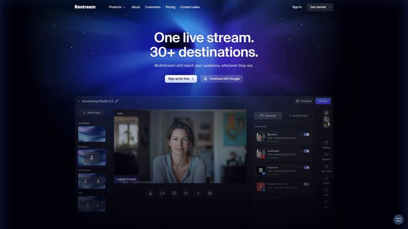 Restream: Broadcast one live stream to over 30 destinations ...